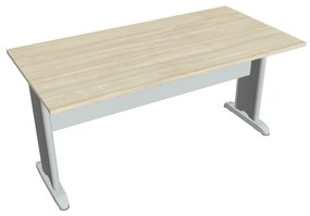 Stůl jednací rovný 160 cm - Hobis Cross CJ 1600 Dekor stolové desky: akát, Dekor lamino podnože: šedá, Barva nohou: Stříbrná