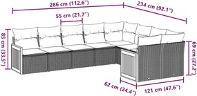 9dílná zahradní sedací souprava s poduškami černá polyratan 3260383