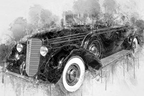 Obraz historické retro auto v černobílém provedení Varianta: 90x60