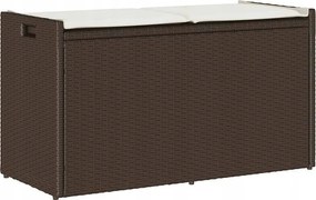 Fionshop 263342740 Venkovní úložná lavice s polštářem Brown 100 cm Poly R