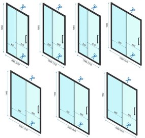 Rea Rapid Slide, 3-stěnová sprchová kabina 130 (dveře) x 90(stěna) x 90(stěna) x 195 cm, 6mm čiré sklo, chromový profil, KPL-09110