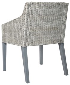 Jídelní židle s poduškami 2 ks šedé přírodní ratan - Default Title