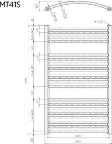 Mereo Mereo, Otopný žebřík oblý, bílý, středové připojení, MT41S