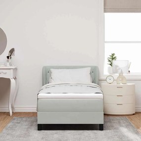 Postel s boxspringem s čelo Světle šedá 90 x 190 cm samet 3340310