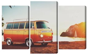 Vícedílný obraz Retro Auto Na Pláži Nedostatek Nedostatek Plátno Canvas 60x40