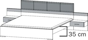 Postel s nočními stolky Penzberg 160x200 cm, bílá/beton