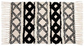 sass & belle Bavlněný kobereček Scandi Boho Rug 70x50cm, béžová barva, černá barva, bílá barva
