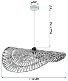 Toolight Toolight, závěsné stropní svítidlo 50cm, 1xE27, APP1739-1CP, hnědá-černá, OSW-06062