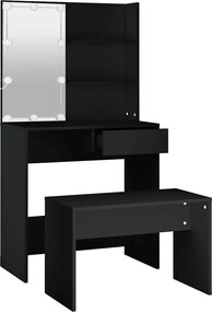 Set toaletního stolku s LED černý kompozitní dřevo 3114108