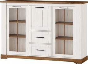 Casarredo - Komfort nábytek Komoda s barem a vitrínou COUNTRY 48  borovice andersen/dub stirling