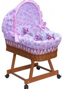 Scarlett Proutěný košík na miminko s boudičkou Kulíšek - růžová