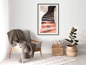 Plakát Další krok - abstraktní architektura temných kamenných schodů