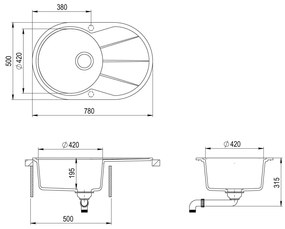 vidaXL Marketos Žulový kuchyňský dřez jednoduchý oválný bílý