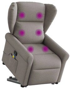 Zvedací masážní polohovací křeslo taupe textil 3303391
