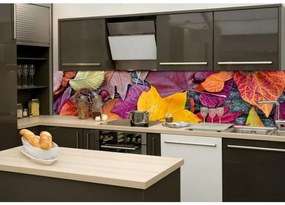 DIMEX | Fototapeta do kuchyně Podzimní listí KI-260-047 | 260 x 60 cm | fialová, žlutá, hnědá