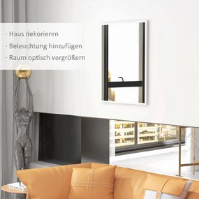HOMCOM Obdélníkové Zrcadlo Koupelnové Zrcadlo 70x90 cm Dekorativní Zrcadlo pro Obývací Pokoj, Předsíň, Chodbu Horizontálně nebo Vertikálně Bílé