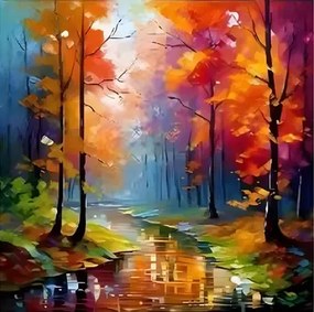 NORIMPEX Malování podle čísel Řeka na podzim v lese / 40x50 cm / plátn