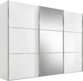 XXXLutz ŠATNÍ SKŘÍŇ SE ZRCADLEM, bílá, 249/222/68 cm Moderano - Šatní skříně - 000531006013