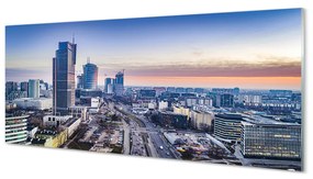 akrylový obraz Panorama Varšavy mrakodrapů svítání 120x60 cm