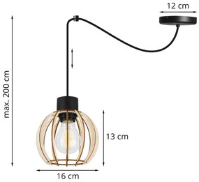 Závěsné svítidlo TIMBER SPIDER 8, 1x dřevěné stínítko