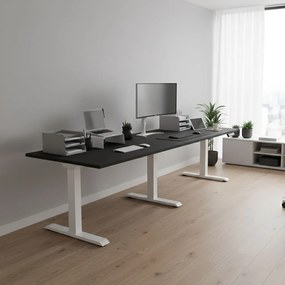 Výškově nastavitelný stůl OfficeTech Long, 240 x 80 cm, bílá podnož, černá