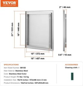 BBQ přístupová dvířka, 457 × 533 mm, jednoduchá venkovní kuchyňská dvířka