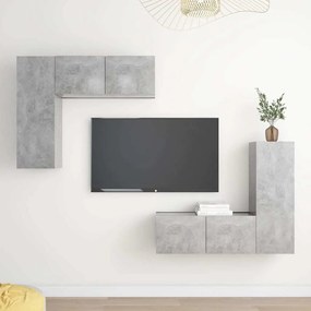 vidaXL 4dílný set TV skříněk dřevotříska [3079004] Barva: Betonová šedá