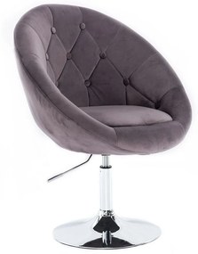LuxuryForm DESIGN Otočné křeslo VERA VELUR na stříbrném talíři - tmavě šedé