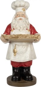 Vánoční dekorace figurka Santa Claus kuchař s podnosem - 40*39*81 cm