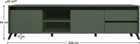 Kondela TV stolek, smoke zelená/černá, LONGY RTV2K2So