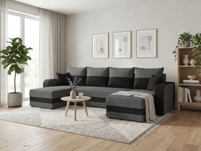 Rozkládací sedací souprava do U VALERIO 305x140 cm, tmavě šedá/antracitová