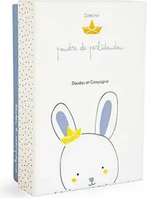 Doudou Dárková sada - Hračka s úchytem na dudlík králíček 15 cm modrý