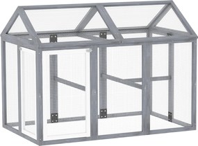 PawHut venkovní výběh pro slepice, 1,18 m² (140 x 88,5 x 106 cm), zamykatelné dveře, masivní smrkový rám, pletivo, pro 1–3 slepice, šedý | Aosom
