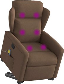 Zvedací masážní polohovací křeslo hnědé textil 3303148