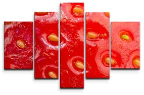 Sablio Obraz - 5-dílný Detail jahody - 125x90 cm
