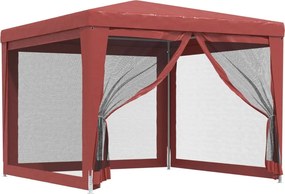 Party stan se 4 síťovanými bočnicemi červený 3 x 3 m HDPE 319230