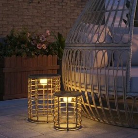 Outsunny Solární stojací lampa sada 2 ratanových solárních lamp se světelným senzorem LED solární světlo v boho stylu IP44