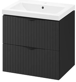 Cersanit Tirso, závěsná umyvadlová skříňka 594x447x572 mm + keramické umyvadlo, černá matná, S801-586