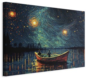 Obraz XXL Hvězdná noc - impresionistická krajina s výhledem na moře a oblohu