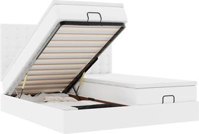Osmanský postel s matracemi&amp;LED čistě bílý 160x200cm umělá kůže 3314499