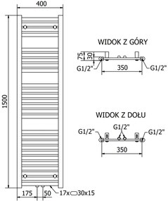 Mexen Hades, topné těleso 1500 x 400 mm, 574 W, bílá, W104-1500-400-00-20