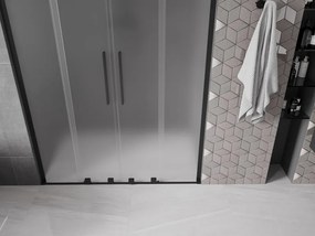 Mexen Velar L Duo, posuvné sprchové dveře do otvoru 140 cm, 8mm sklo námraza, černá matná, 871-140-003-32-70