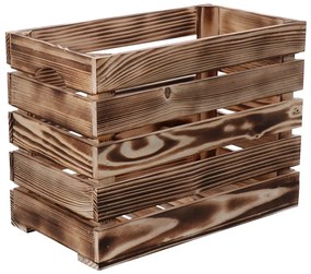 ČistéDřevo Opálená dřevěná bedýnka 40 x 22 x 30 cm