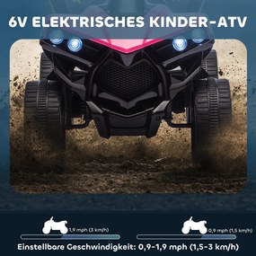 AIYAPLAY Dětská čtyřkolka elektrická 6V, dětská čtyřkolka s funkcí vpřed-zpět, hudbou, LED světlomety, růžová