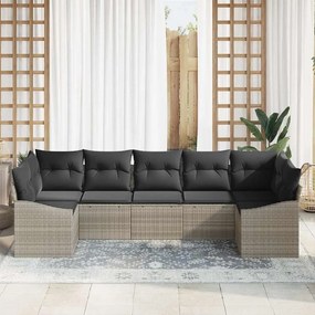 Set pohovek 7 ks Světle šedá polyratan 3346872