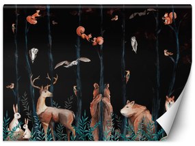 Gario Fototapeta Tmavý les a lesní zvířátka Materiál: Vliesová, Rozměry: 200 x 140 cm