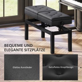 HOMCOM Nastavitelný hudební stolička s úložným prostorem, nosnost 220 kg, umělá kůže, černá, 105 x 37 x 48-58 cm