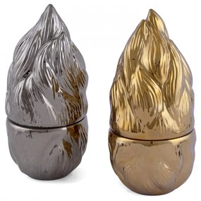 Dóza FLAME - design RUDOLF RUSŇÁK, porcelán, zlatá, 9,5 x 21 cm