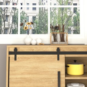 HOMCOM Systém posuvných dveří pro dvojité dřevěné dveře, pojezdová kolejnice s příslušenstvím z uhlíkové oceli, černá, 183x0,6x18cm, pro moderní inte…