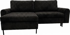 Rohová rozkládací sedací souprava do L PORTINE, 245 cm, s úložným prostorem Roh pohovky: Levý roh, Barva látky Poso: Černá (Poso 135)